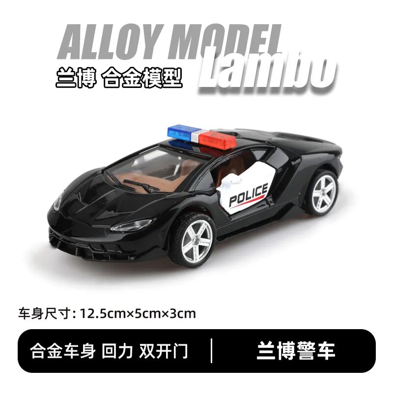 Черная модель Lamborghini полицейская, 1:36, Rambo