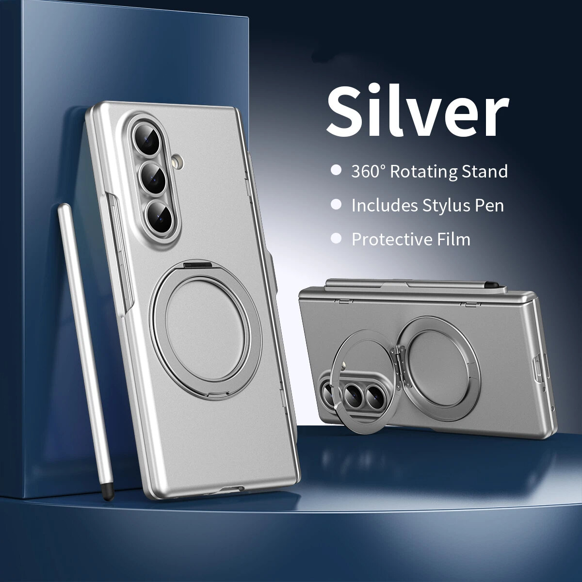 Чехол для Samsung Galaxy Z Fold6/Samsung Z Fold6/Самсунг Галакси З Фолд6, soft touch, чехол-кардиомонитор, поликарбонат (PC), защита камеры, ударопрочный, встроенная подставка, усиленные углы, Samsung,