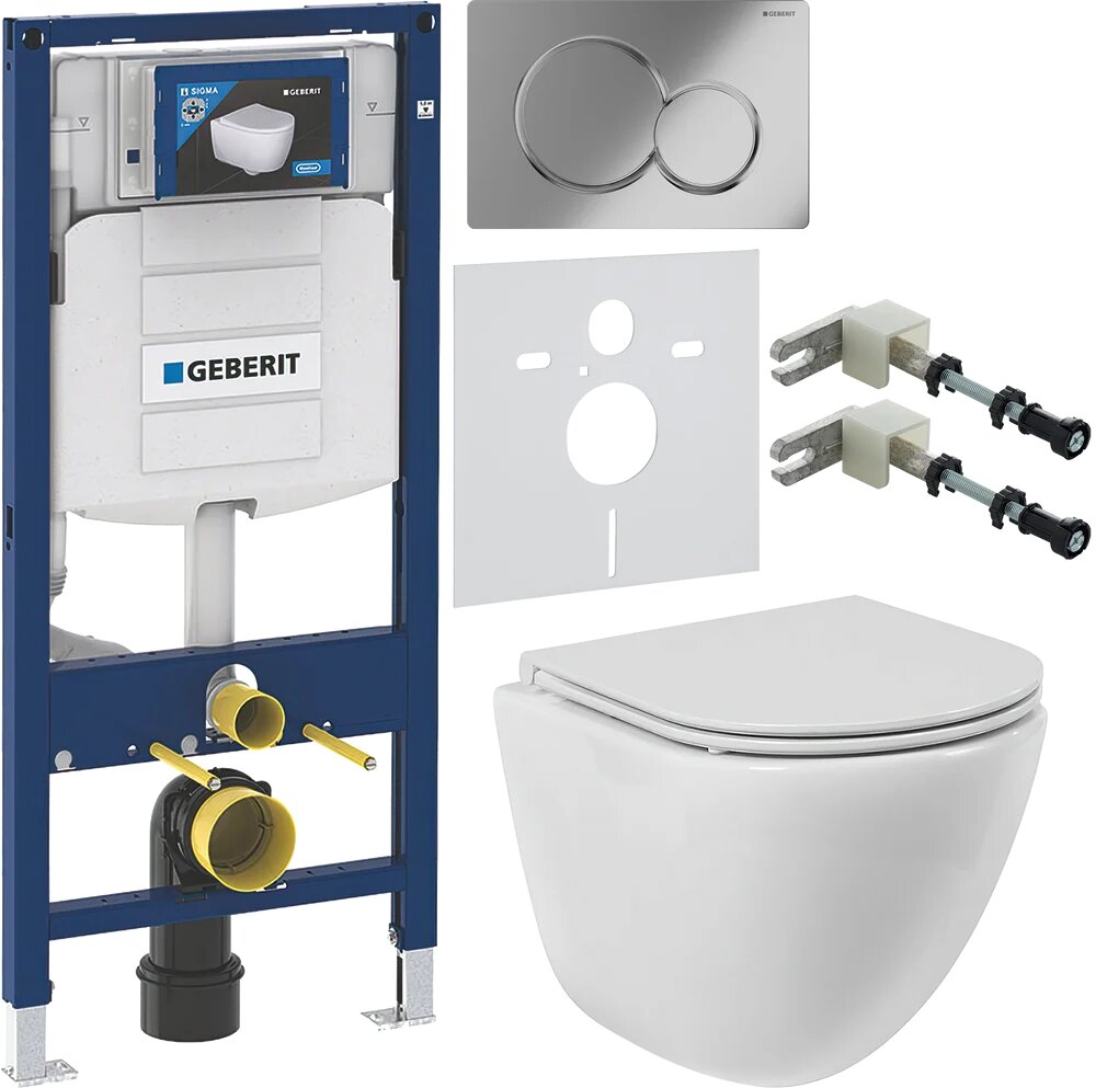 Комплект Унитаз подвесной BelBagno Amanda BB051CHR безободковая / Крышка BB870SC с микролифтом / Инсталляция Geberit Duofix UP 320 111.300.00.5, Кнопка Sigma хром, Крепления к стене