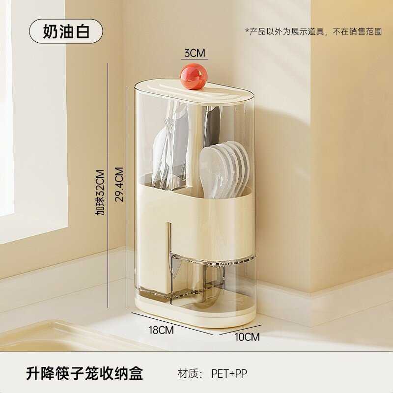 Держатель для палочек для еды для домашней кухни, тип подъема, дренажный контейнер для палочек, настенный с крышкой, большая пылезащитная коробка для хранения палочек