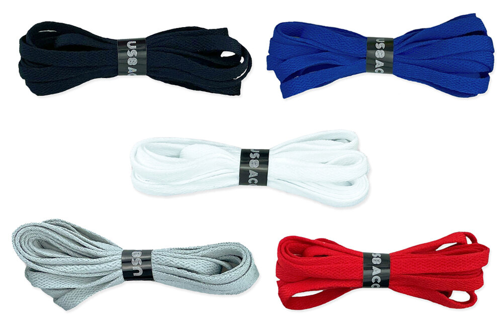 Шнурки унисекс US8ACC, 120CM, комплект Flat Black White Gray Red Blue Shoelace 5 Pack, multicolor