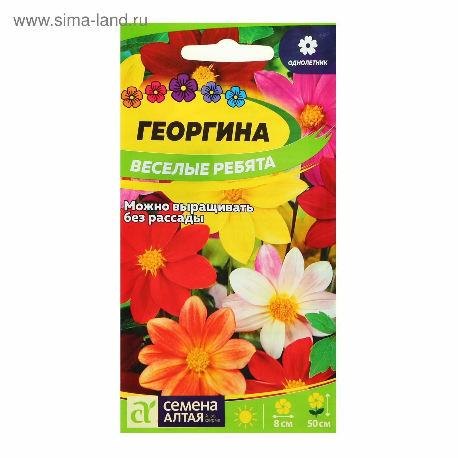 Семена цветов Георгина "Веселые Ребята", ц/п, О, 0.2 гр, цветение период: август, 4 шт.