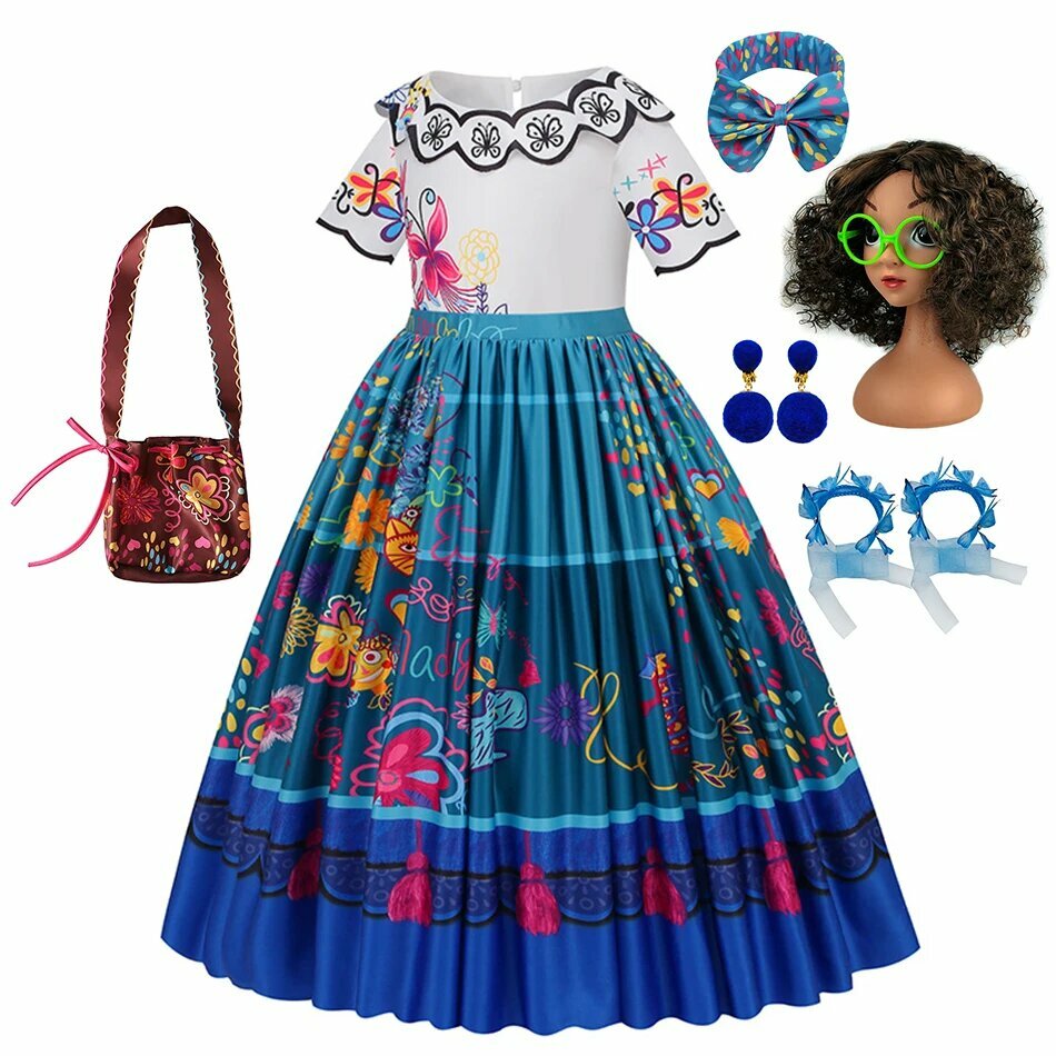 Костюм Мирабель для девочек, очаровательное маскировочное платье Encanto, тематическая вечеринка принцессы на день рождения, фэнтезийные наряды, карнавальные комплекты для маленьких девочек