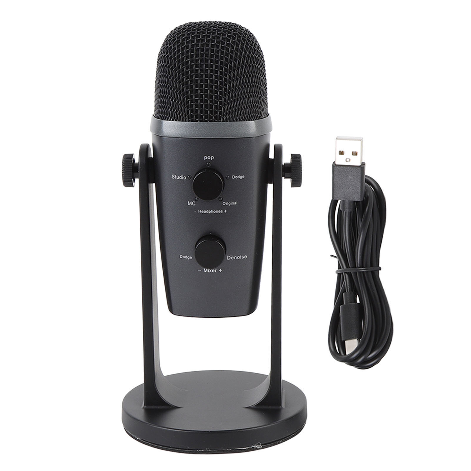 USB -конденсатор микрофон алюминиевый сплав сплавной подключение прозрачное звуковое игровое микрофон для телефонного компьютера планшет