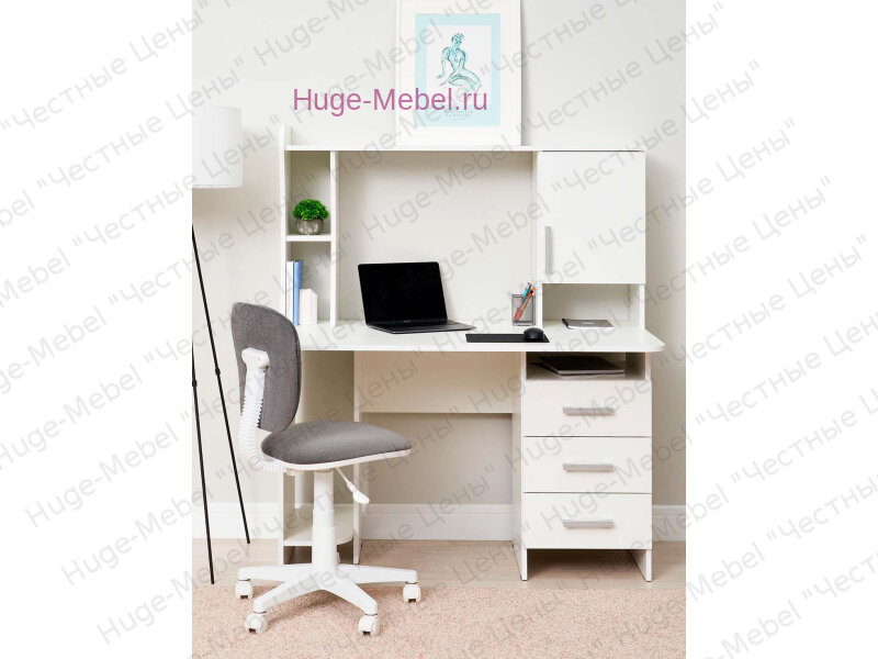Стол компьютерный №5 белый Huge Mebel . Ширина 1200 Высота 1420. Столы компьютерные