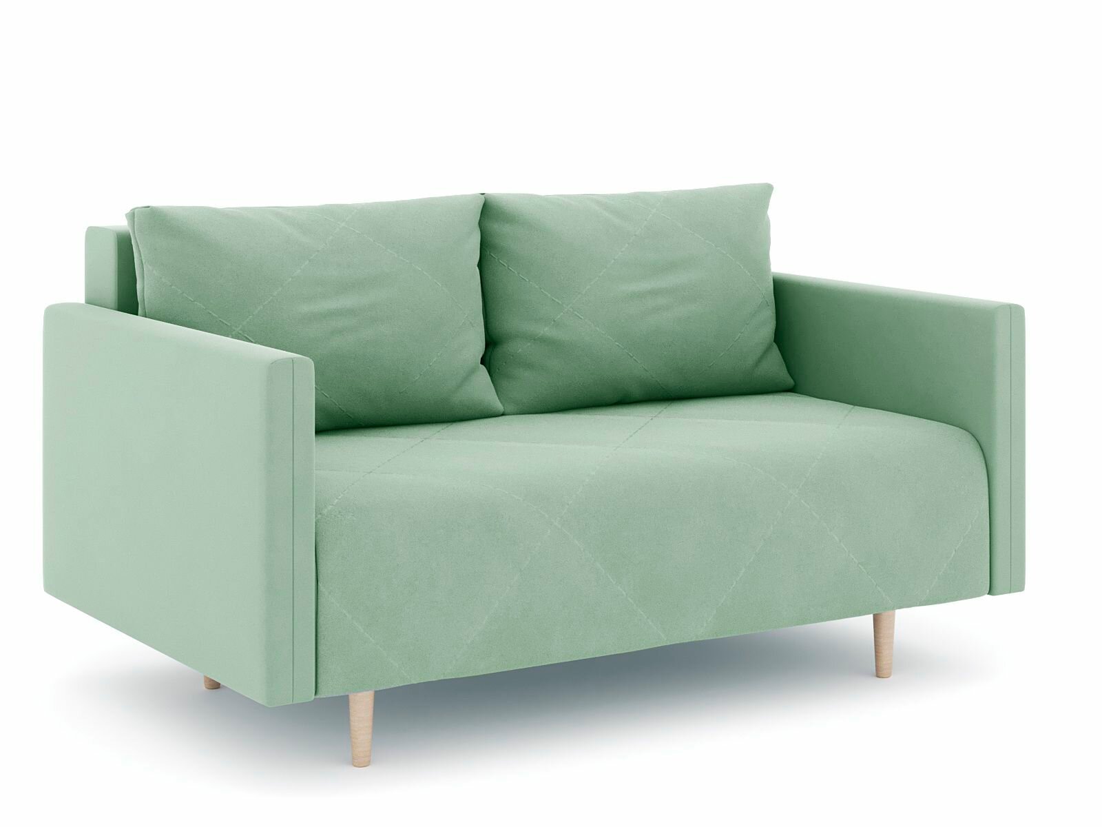 Диван Милли мини 2-х местный с локтями, без механизма трансформации, велюр Зара Минт 14