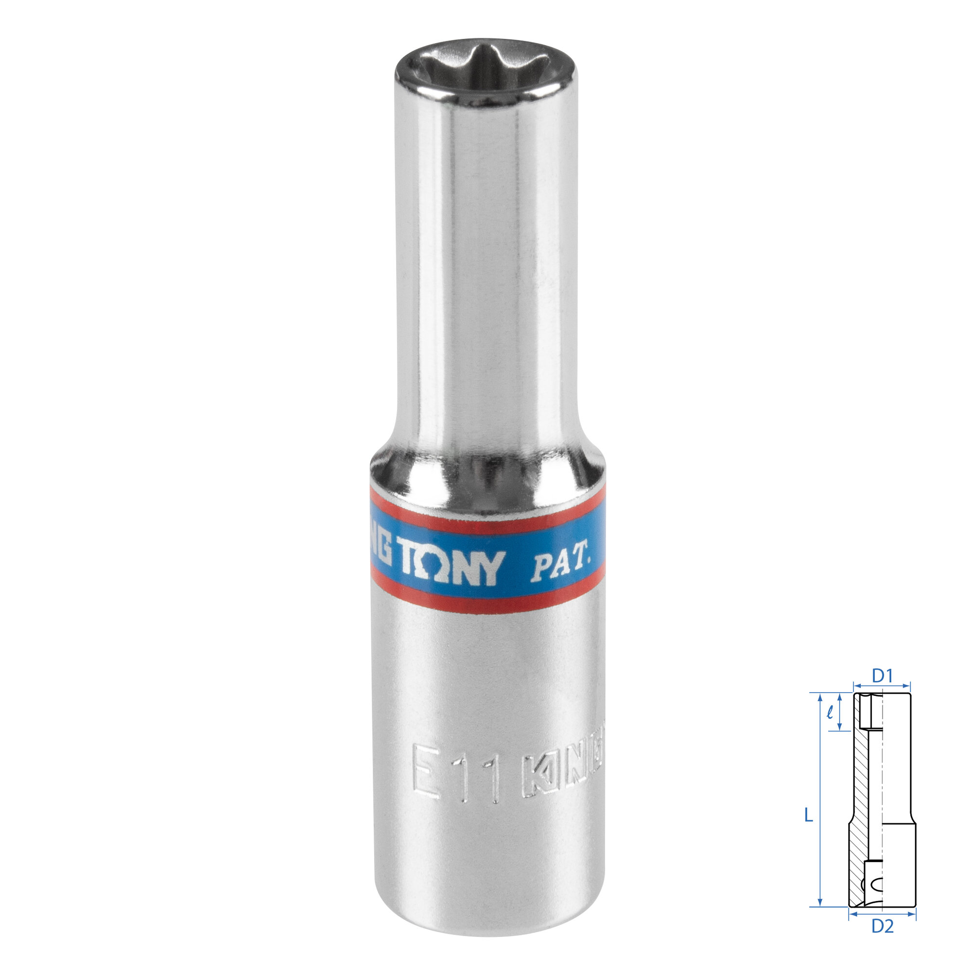 Головка торцевая TORX Е-стандарт 3/8", E11, L = 63 мм KING TONY 327511M — фото 1