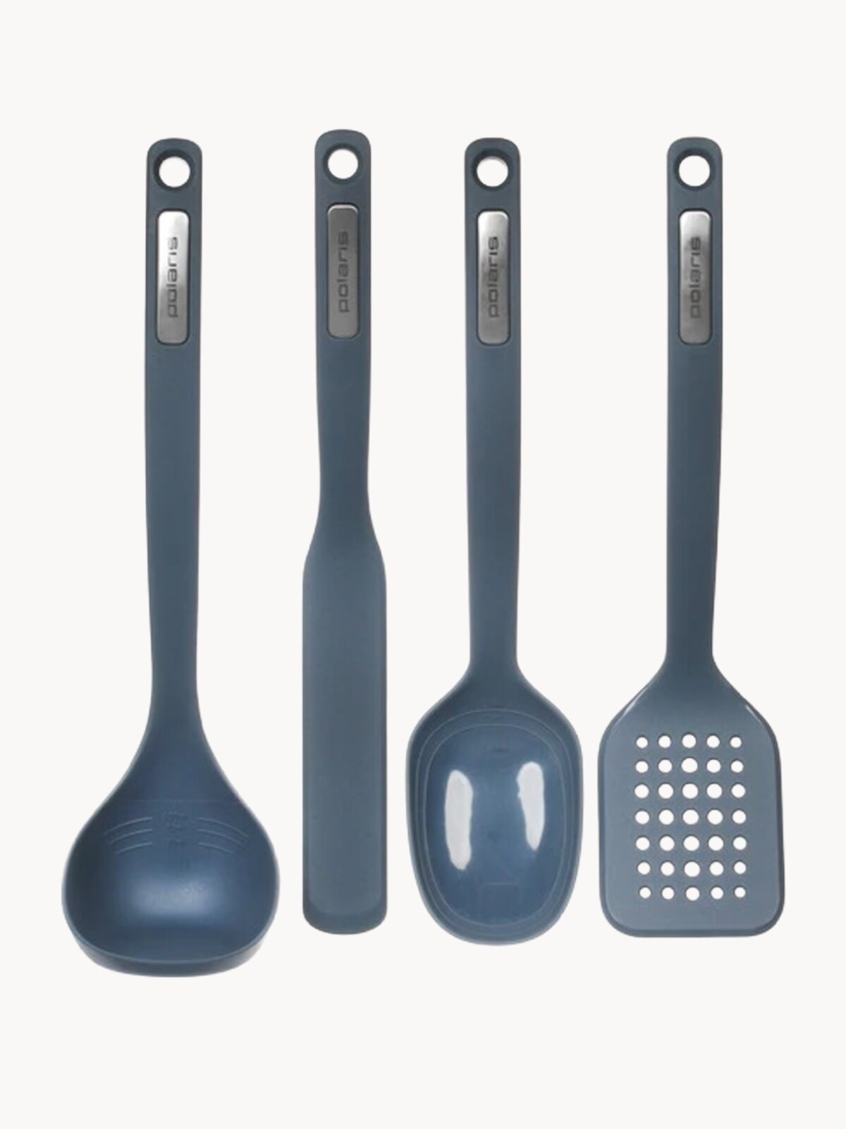 Набор кухонных аксессуаров Polaris EasyKeep-4N (лопатка для блинов, лопатка, ложка, половник) 4 предмета графит