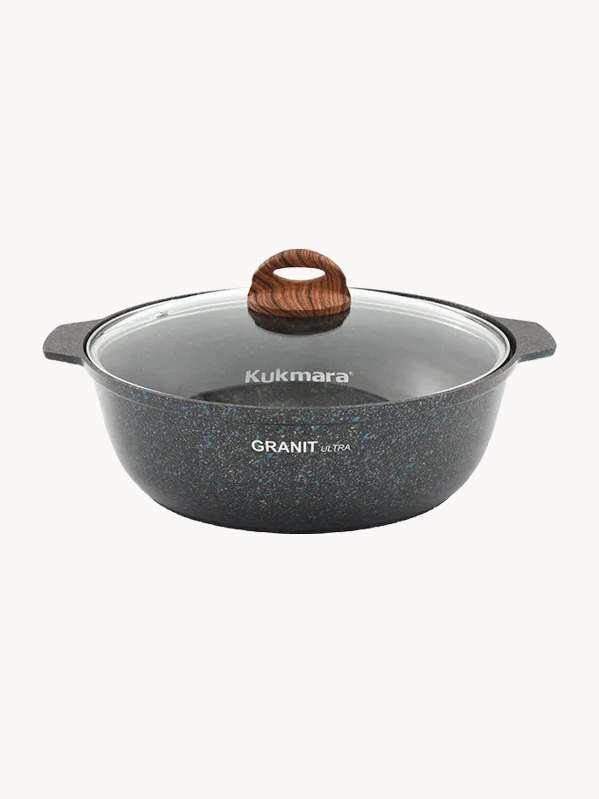 Кастрюля-жаровня антипригарная литая 3,0л со стеклянной крышкой Granit ultra blue TM KUKMARA