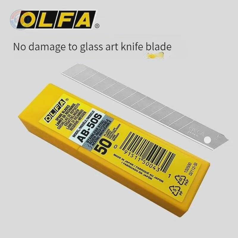 OLFA AB-50S канцелярский нож с отламываемыми лезвиями 9 мм для точной резки бумаги картона кожи пластика в офисе мастерской и дома 50 лезвий в упаковке