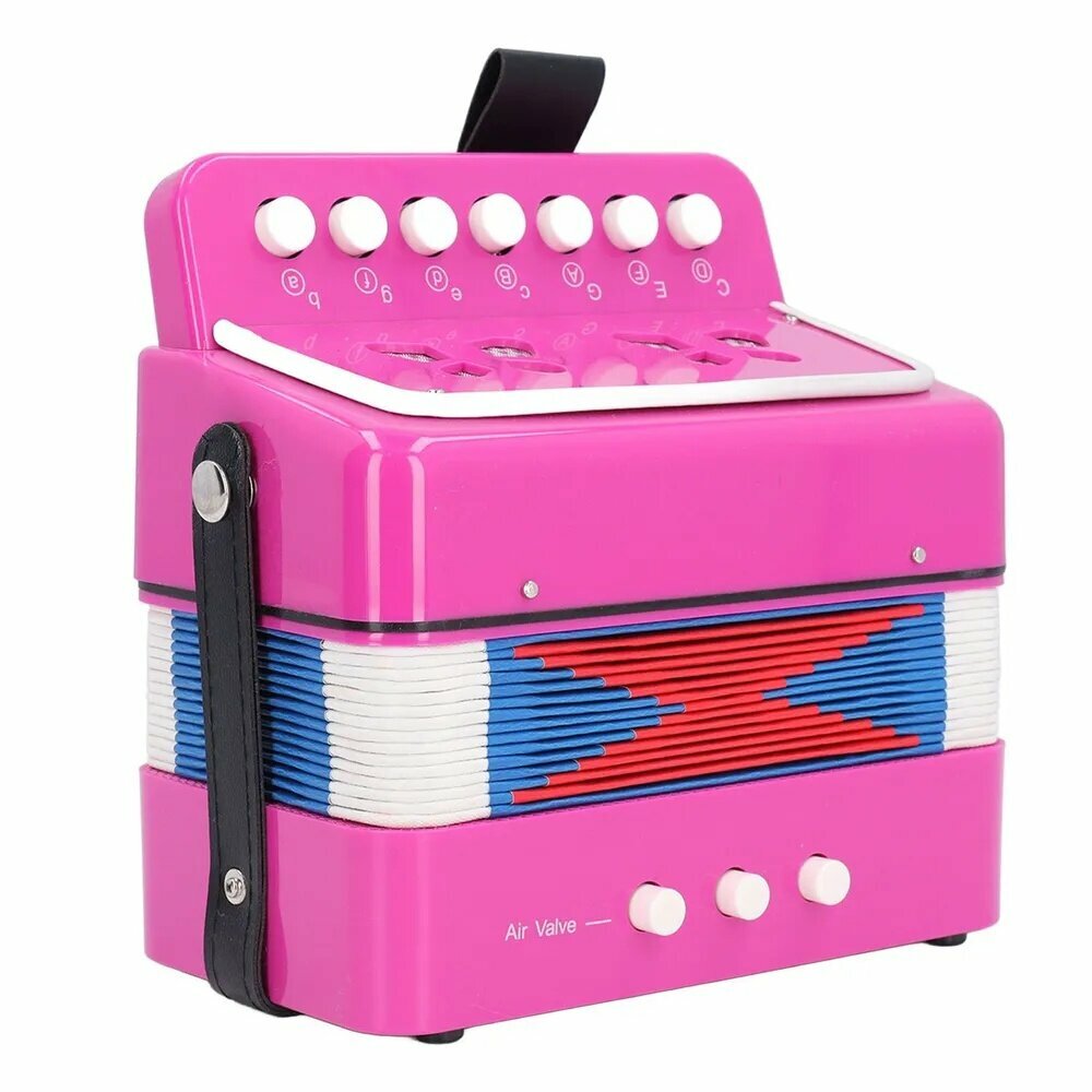 Детский аккордеон, 7 клавиш, игрушка-баян, розово-красный, для раннего развития