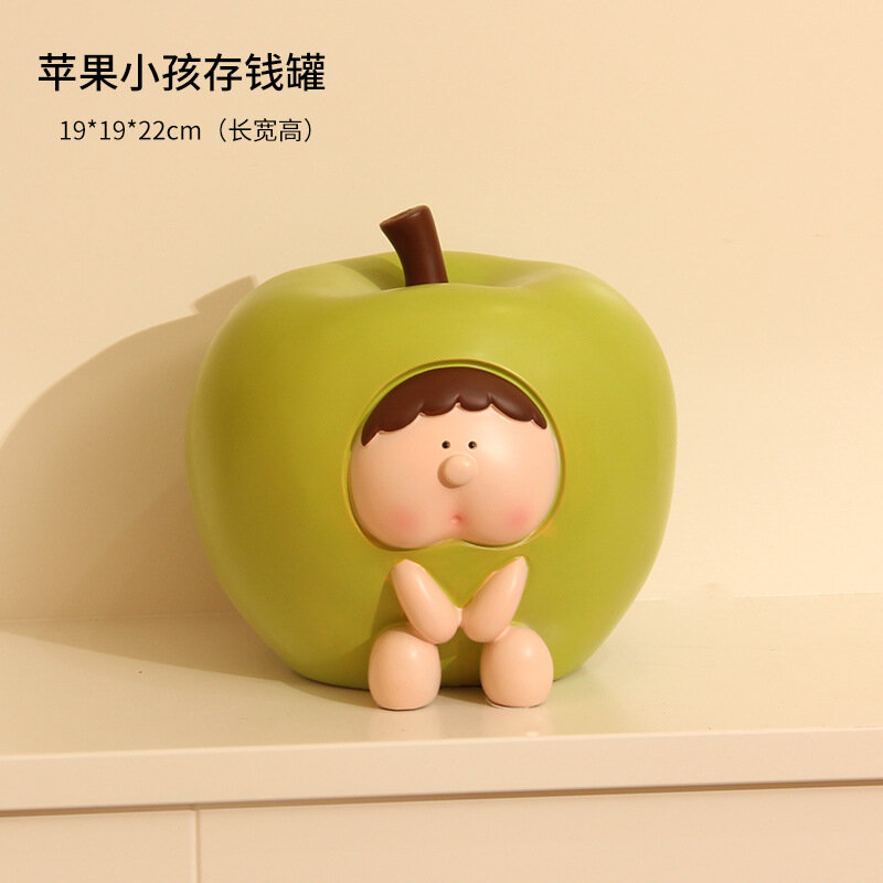 Кремовый стиль, яблоко, груша, копилка, детская копилка с фруктами, настольные украшения, поделка из смолы, детский подарок