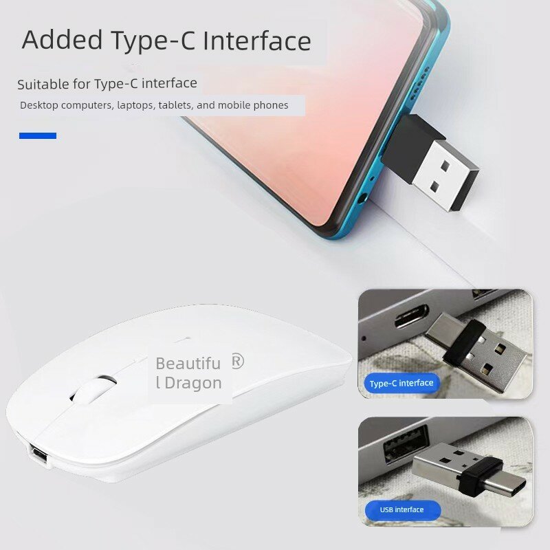 Беспроводная мышь Bluetooth, универсальная, для ноутбуков, настольных компьютеров, перезаряжаемая, бесшумная, для игр,