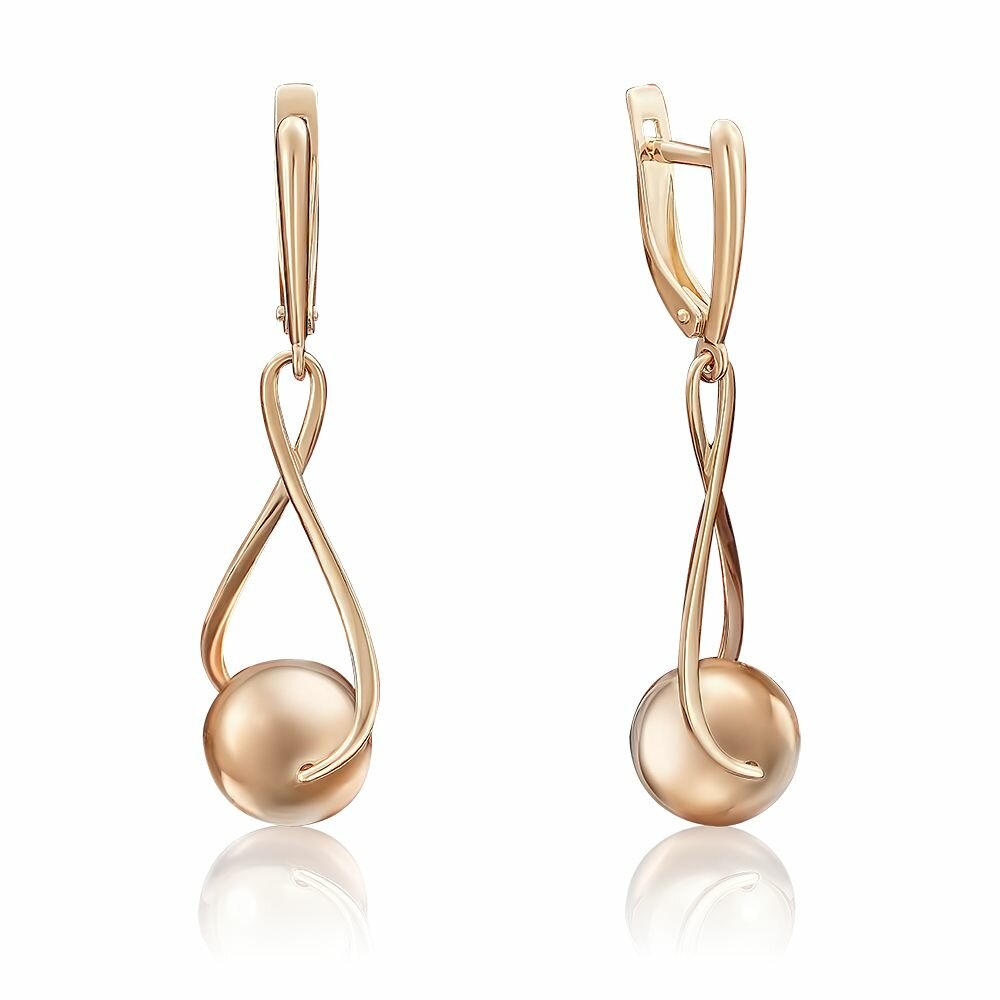 Серьги, красное золото, 585 проба