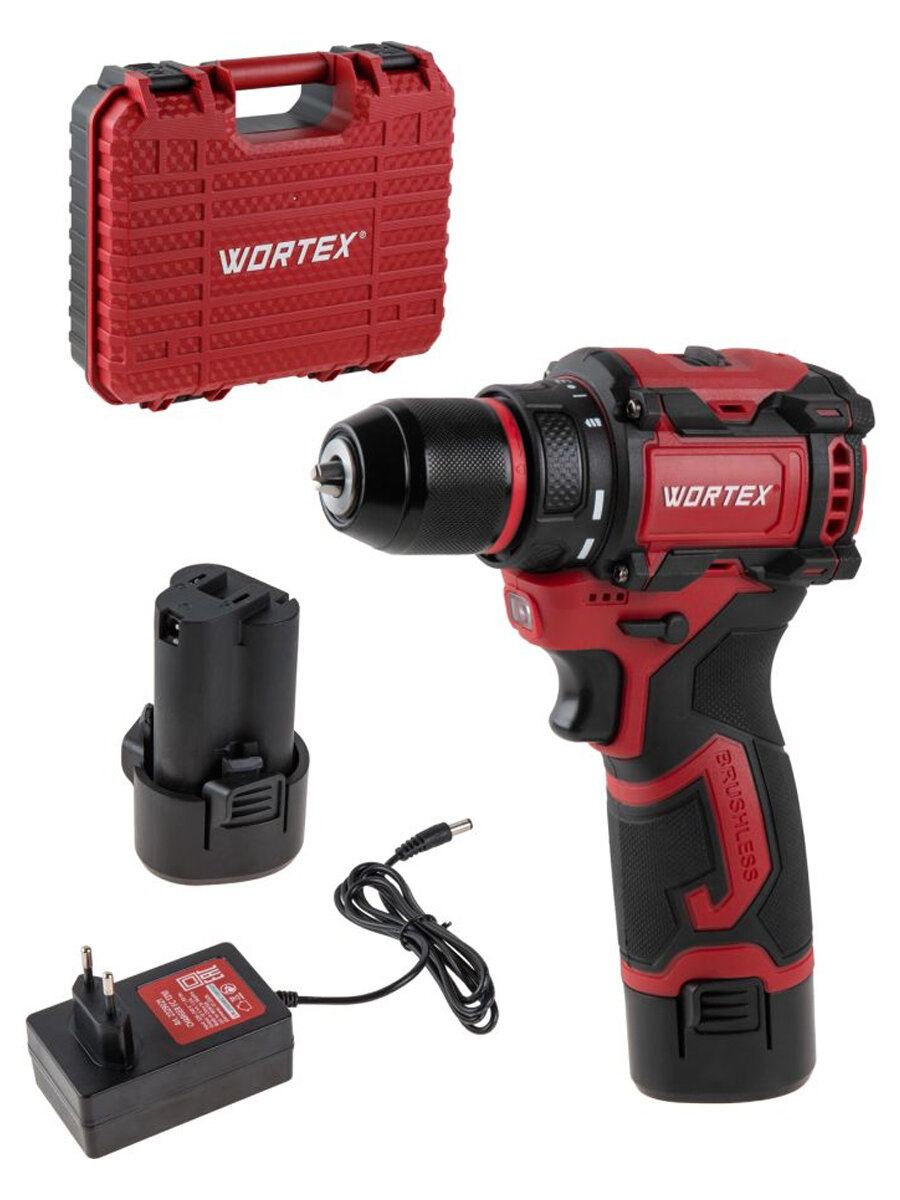 Дрель-шуруповерт аккумуляторная WORTEX BD 1213-1 Dli, бесщеточная (2329019)
