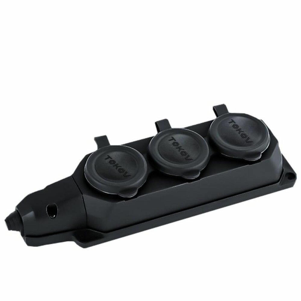 Колодка 3-м 16А с заземлением каучук IP44, цвет черный (1 штука)