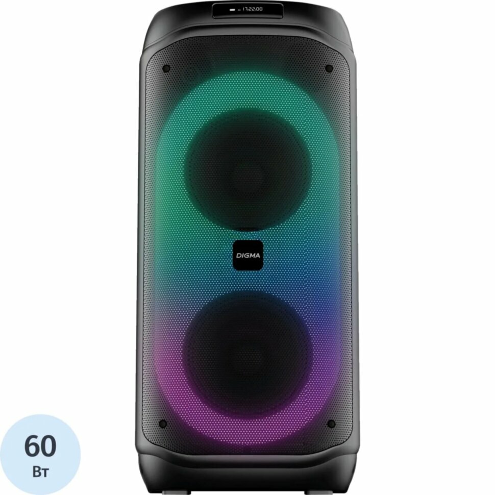 Акустическая система Digma D-MC1722 черный 60Вт/FM/USB/BT/micro SD, 2357258