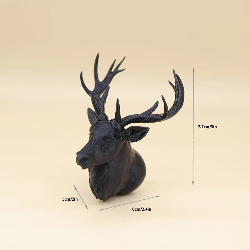Деревянный аксессуар для кукольного домика голова оленя JCTTTY Black