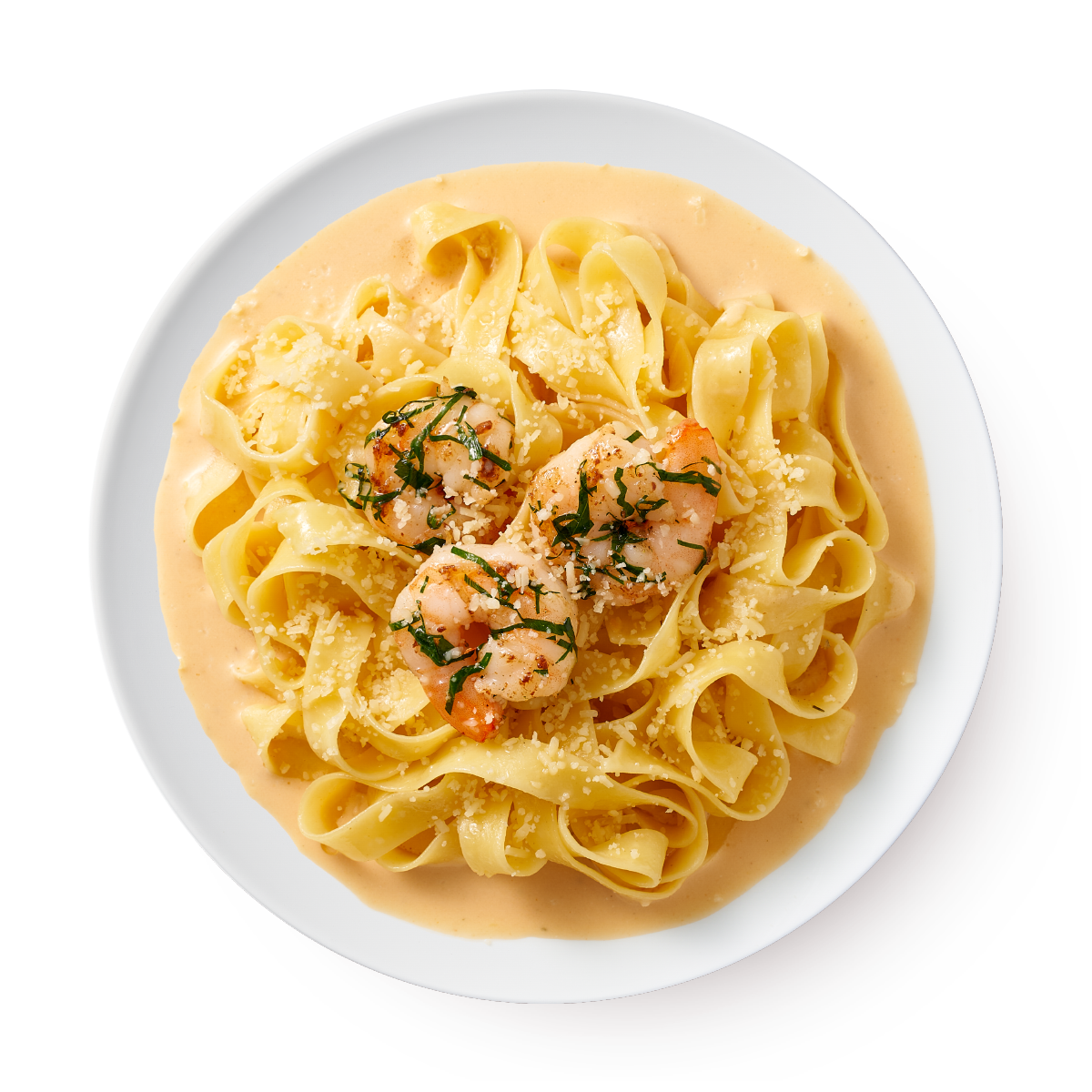 Фетучини Летающая тарелка, с креветками, в лимонном соусе, 240 г