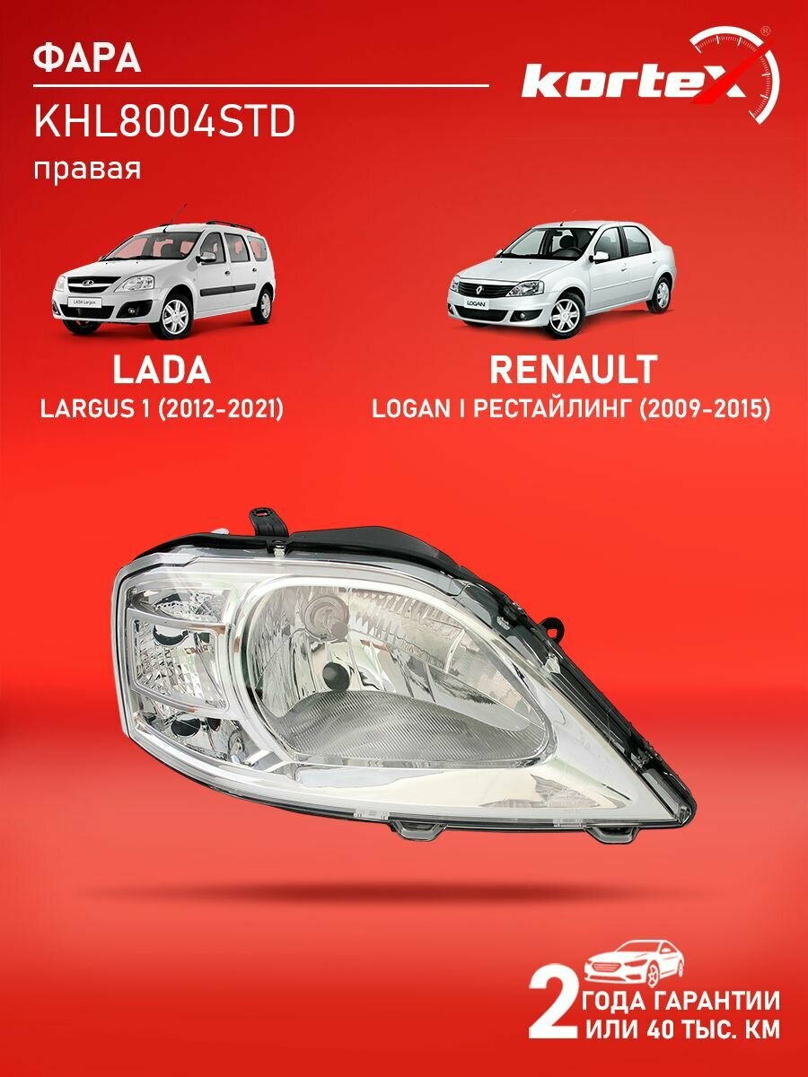 Фара правая для RENAULT LOGAN, DACIA LOGAN, Рено Логан, Дача Логан фара правая под корректор KHL8004, 8200744754