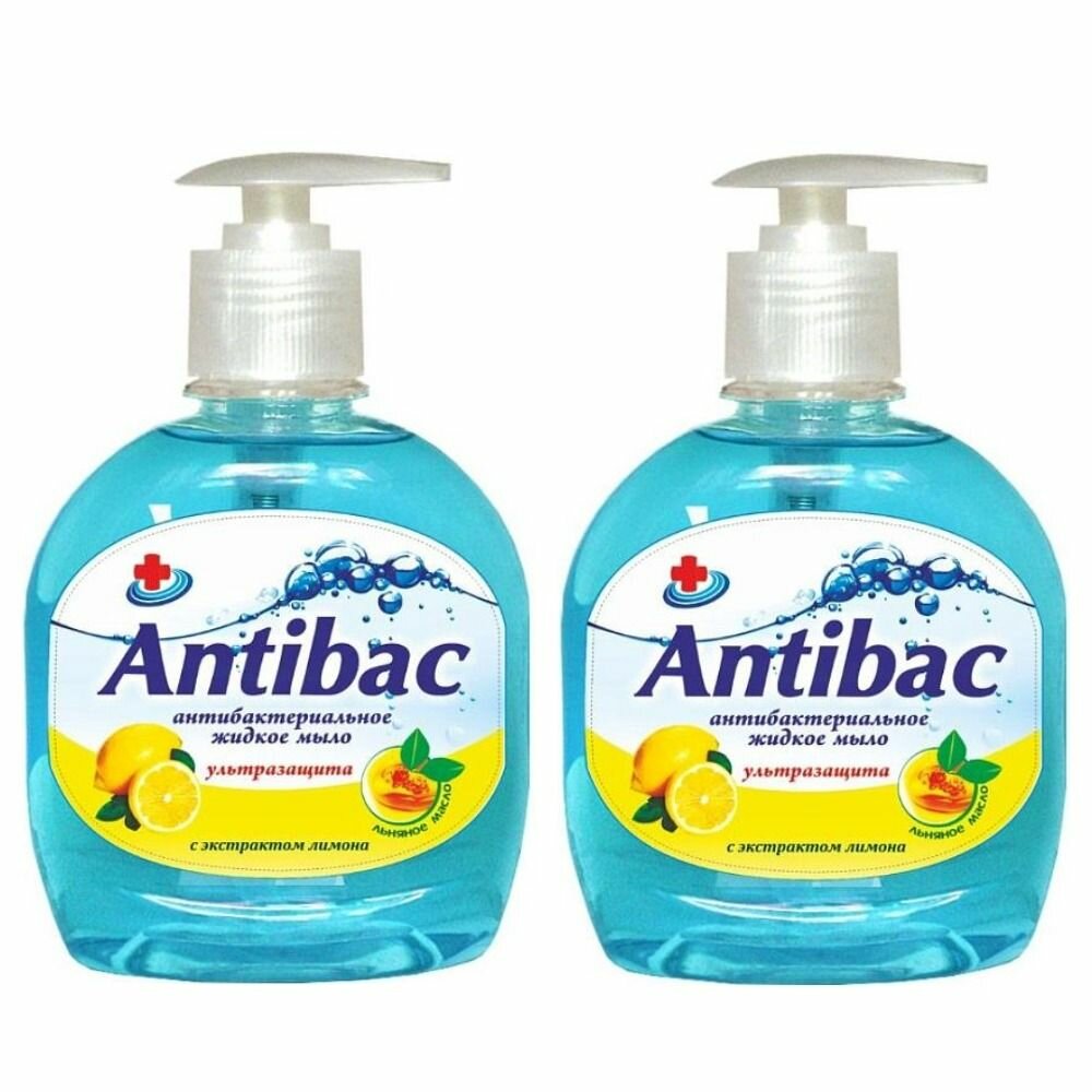 Antibac Жидкое мыло, антибактериальное, Увлажнение, с дозатором, 330 мл, 2 шт