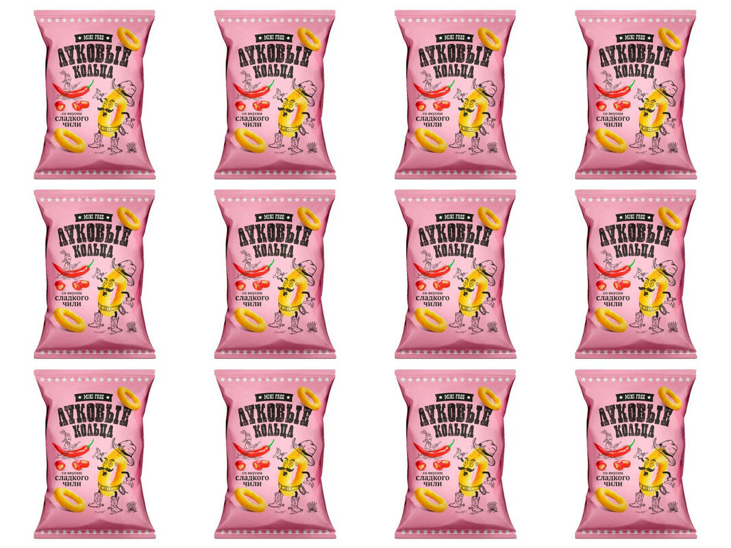 MiniFree Луковые кольца, Сладкий чили, 45 г, 12 шт
