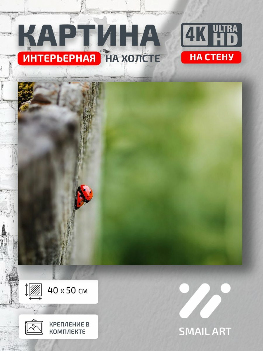 Картина на холсте интерьерная 40 на 50 на стену Коровка Landscape для кабинета пейзаж декор
