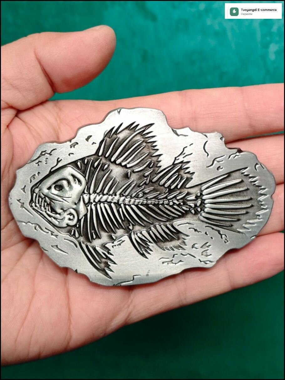 Армейская бляха 40 мм с костью рыбы, эксклюзивная металлическая пряжка для мужского ремня