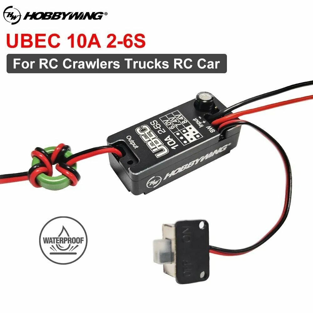 Модуль автомобильного регулятора Hobbywing UBEC 10A IP67 2-6S 6/7,4/8,4 В для радиоуправляемых гусеничных грузовиков