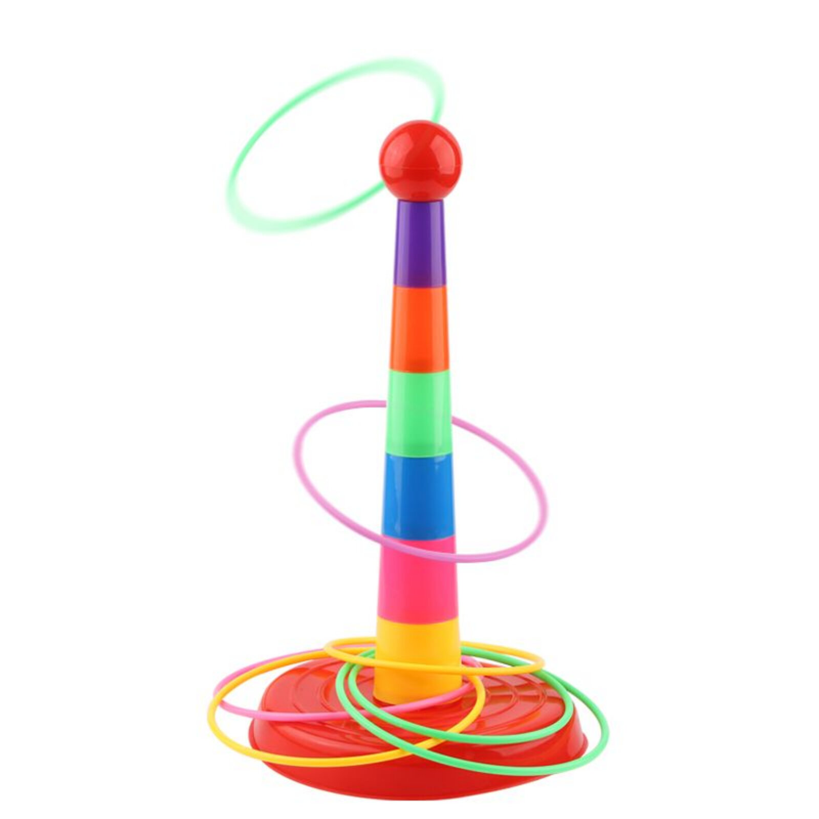 Детские игрушки Подарки для Родителей Детская Игрушка Кольца Творческая Родительско-Детская Игрушка Бросание Кольцев Детский Подарок, 5-сегментный Телескопический Цветной Столб, 1 Шасси, Мяч, 5 Кольцев