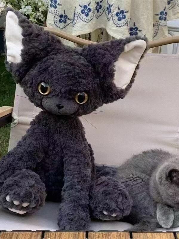 Мягкая игрушка Девонская кудрявая кошка, Плюшевые игрушки 40cm, Черный