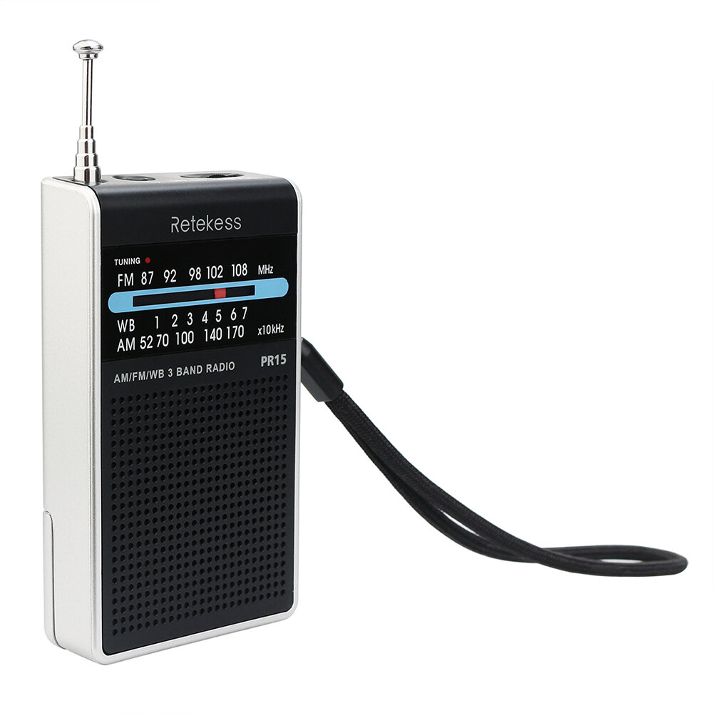 Retekess PR15 М ini Pocket Radio FM/AM/WB Приемник Радио с Предупреждениями о Погоде NOAA для Наружных Активностей Черный 1 Шт