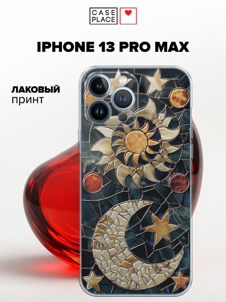 Силиконовый чехол на Apple iPhone 13 Pro Max / Айфон 13 Pro Max с принтом Небесный витраж