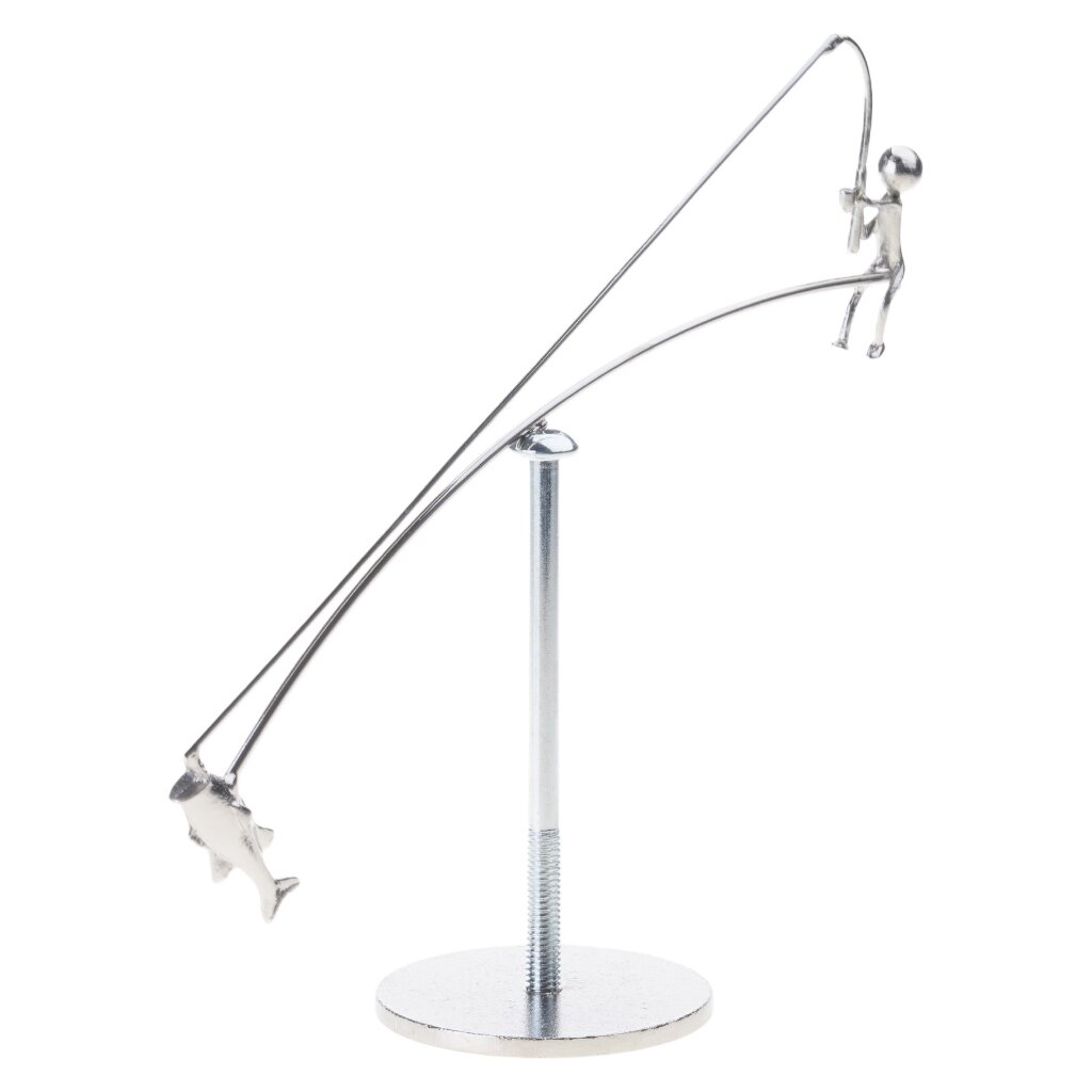 Сбалансированная фигурка рыбака, качающаяся металлическая скульптура, полированный декор для стола, подарок на тему рыбалки