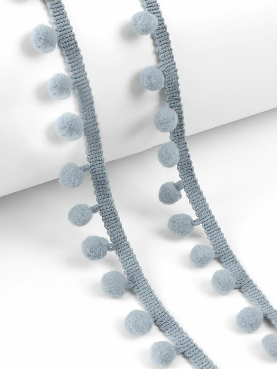 Тесьма декоративная с помпонами, 25+-5 мм, 8+-0.5 м, серая, тип: с шариками