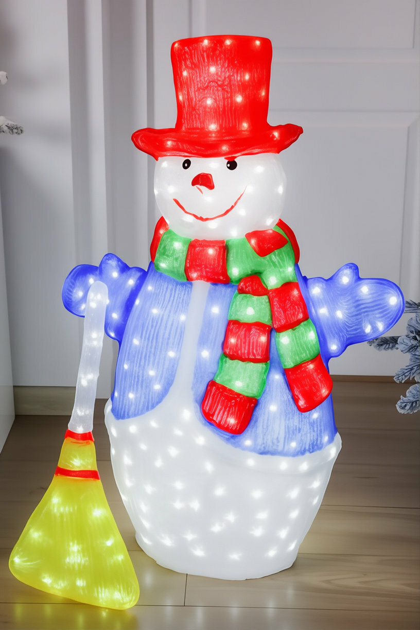 Декоративная светящаяся фигура снеговик ЖАК, акрил, 300 белых LED-огней, 100 см, уличный, Winter Deco 4060468