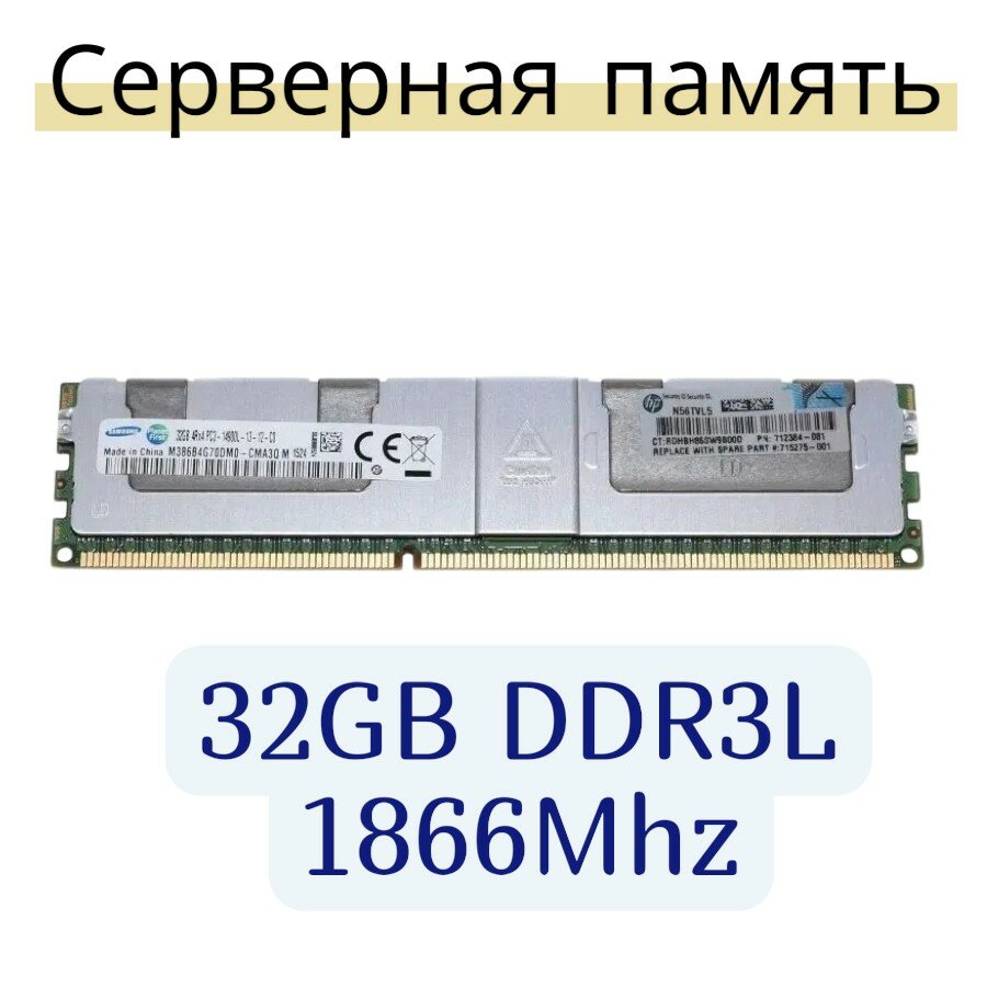 Память HP DDR3L 32GB 1866MHz PC3-14900L ECC REG M386B4G70DM0-CMA3Q