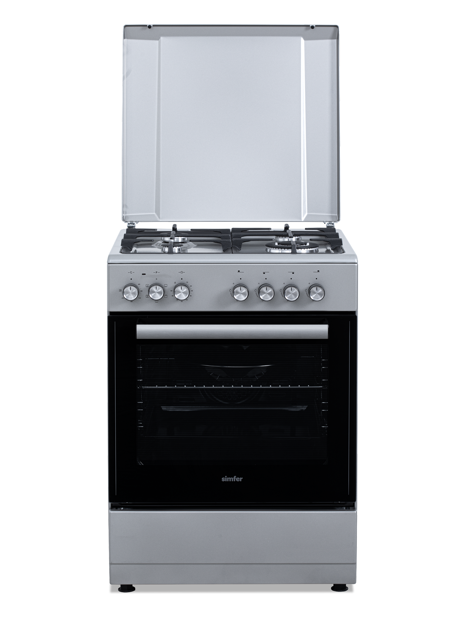 Газовая плита Simfer, 60х60см электрическая духовка, 5 режимов, конвекция, WOK конфорка, газ-контроль, автоподжиг, ящик