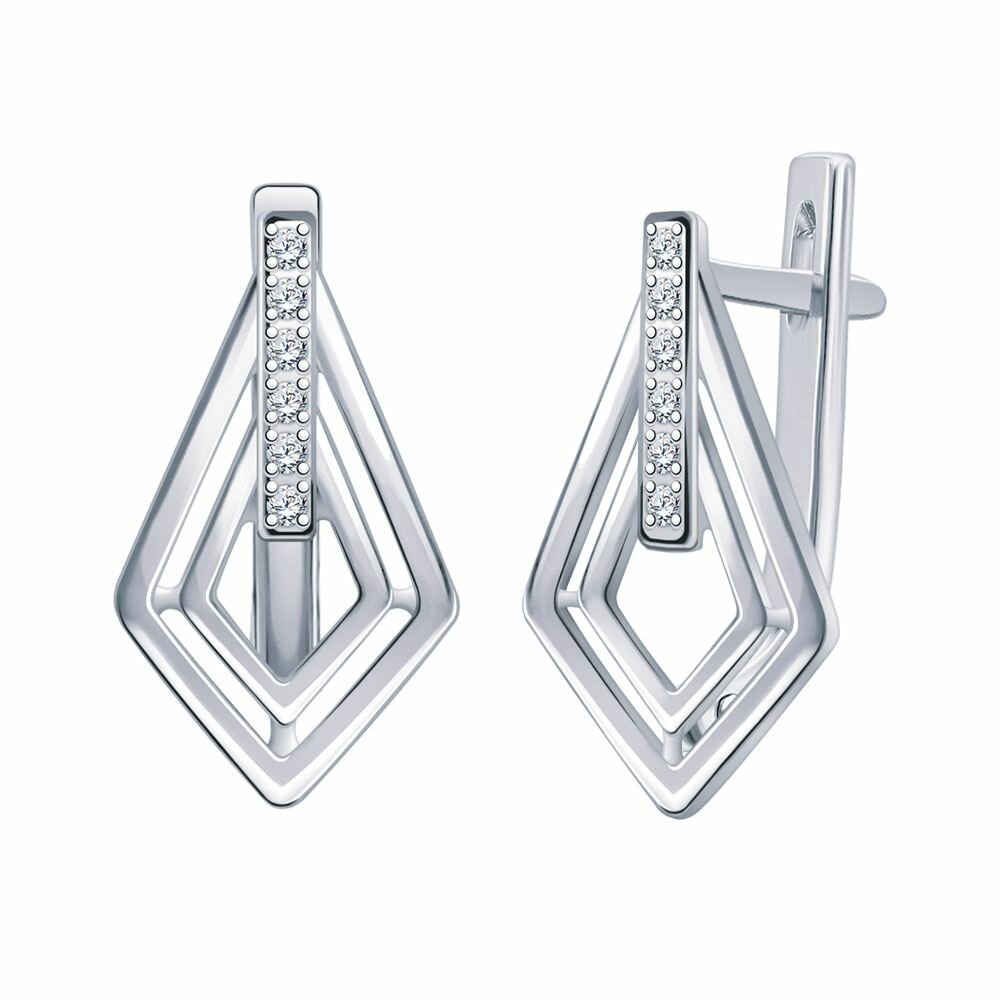 Серьги, серебро, 925 проба, фианит