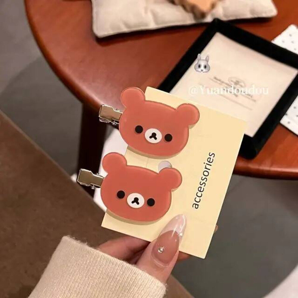 Заколка для волос в виде мультяшного Рилаккумы, аниме-заколка в виде медведя-уточки для девочек, милая универсальная заколка для челки, головной убор для студенток, аксессуар для волос, подарок.