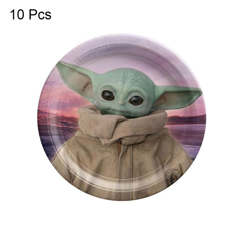 Набор для детского дня рождения тема бэби йода посуда тарелки стаканы баннер и другое 10 шт 9 дюймов