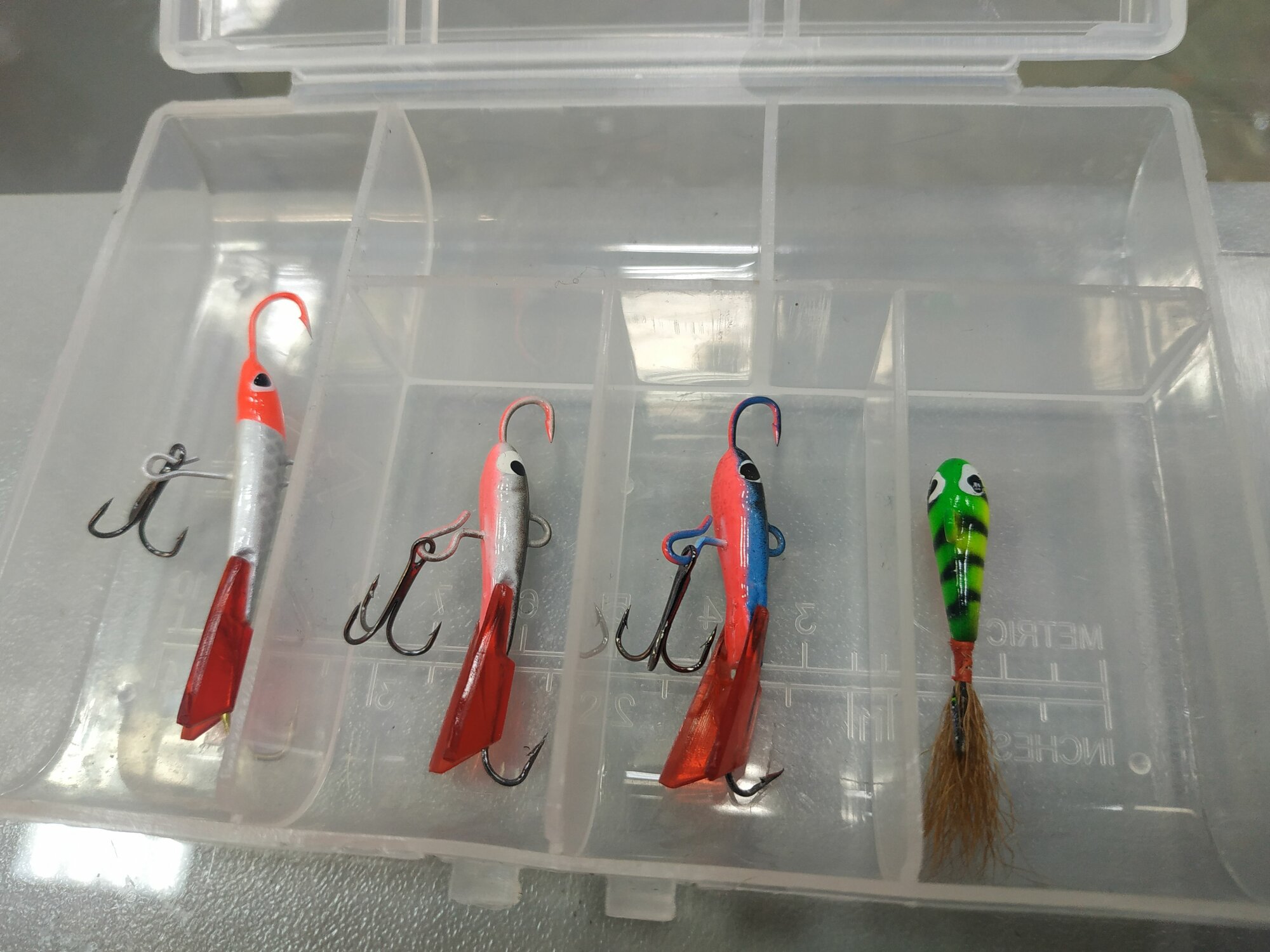 Набор балансиров на рыбалку, для зимней рыбалки, 4 штуки, в кейсе