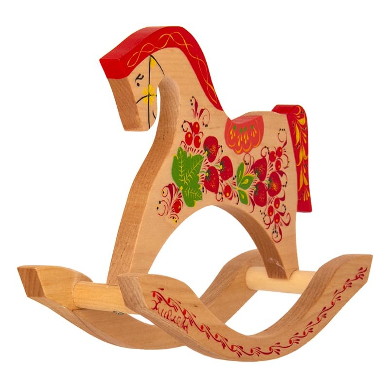 Деревянная игрушка лошадка качалка Клубничная полянка 16 х 21 см