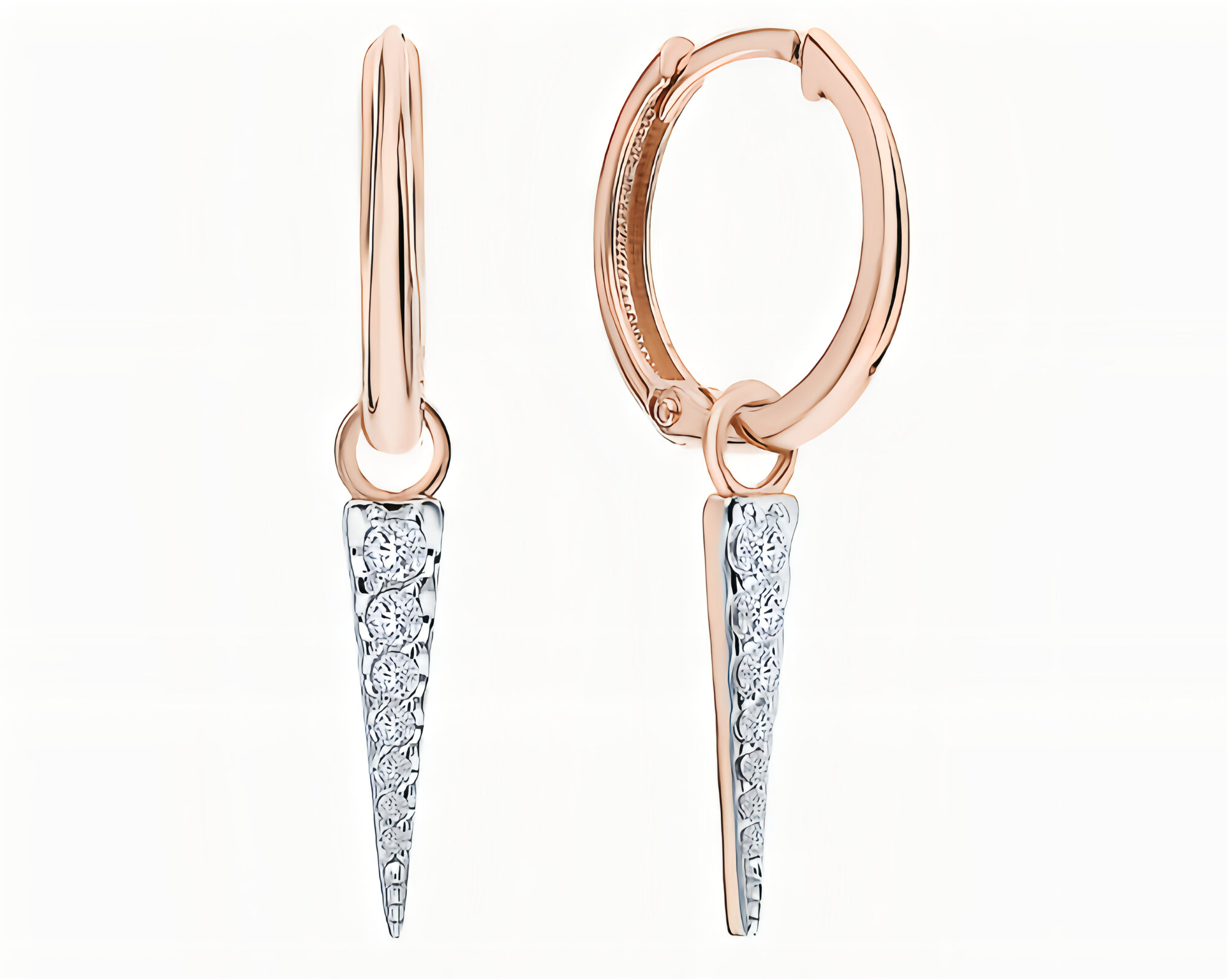 Серьги с подвесками, конго, красное золото, 585 проба, родирование, фианит