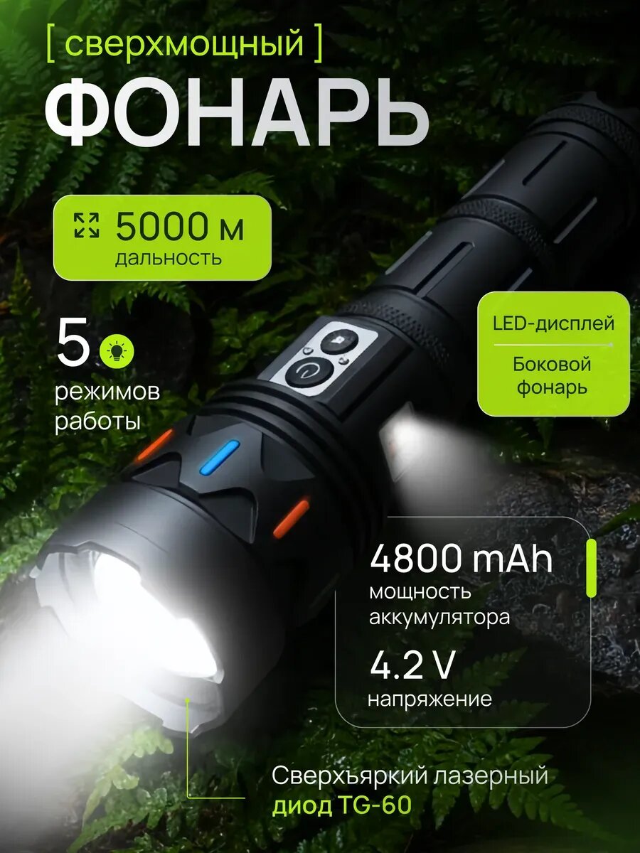 Фонарь аккумуляторный ручной светодиодный