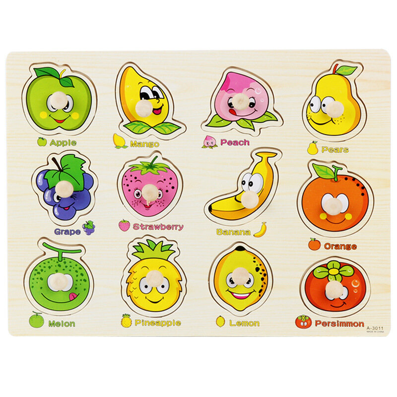 3D Пазл Доска Монтессори Раннее Обучение Алфавит Животные Транспорт Доска для Хвата Детская Игрушка 1-3 года Деревянный Пазл