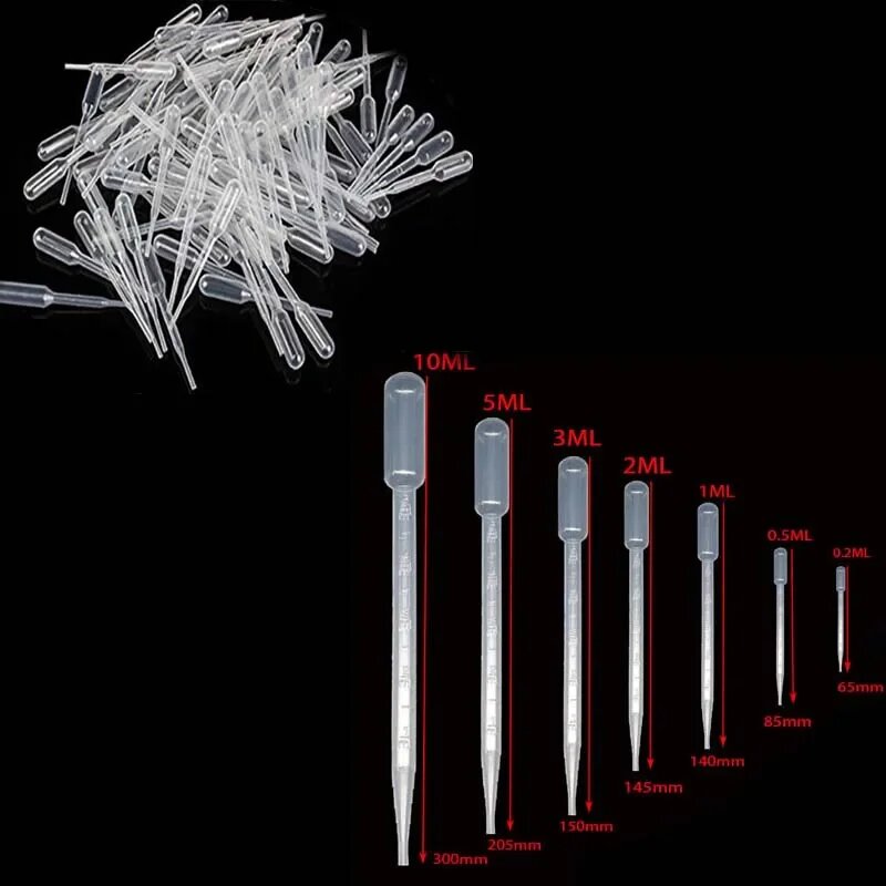 Одноразовые градуированные пипетки из полиэтилена 0.2/0.5/1/2/3/5/10 мл 0.5ml 100Pcs