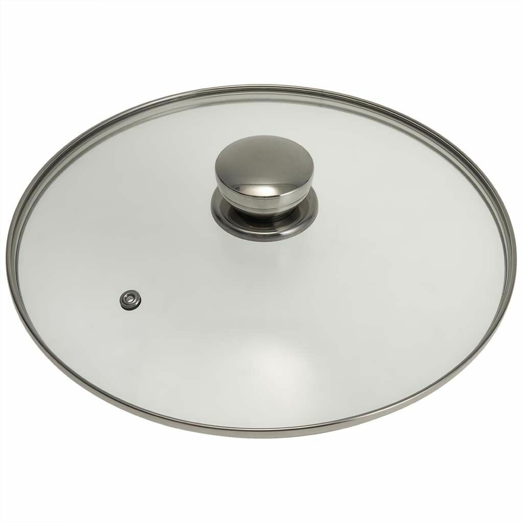 Крышка стеклянная с металлическим ободком и ручкой Гардарика 28 см 4628-02