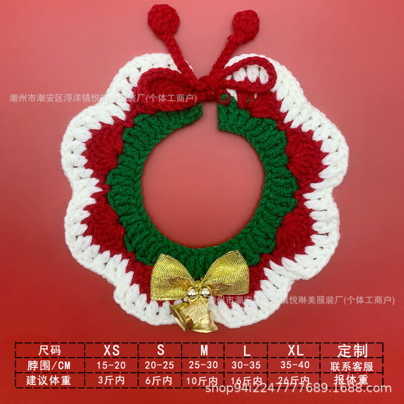 Рождественские домашние животные ручной вязаный ошейник кошачий шерстяный ошейник кошачий кот собачий шарф декоративные
