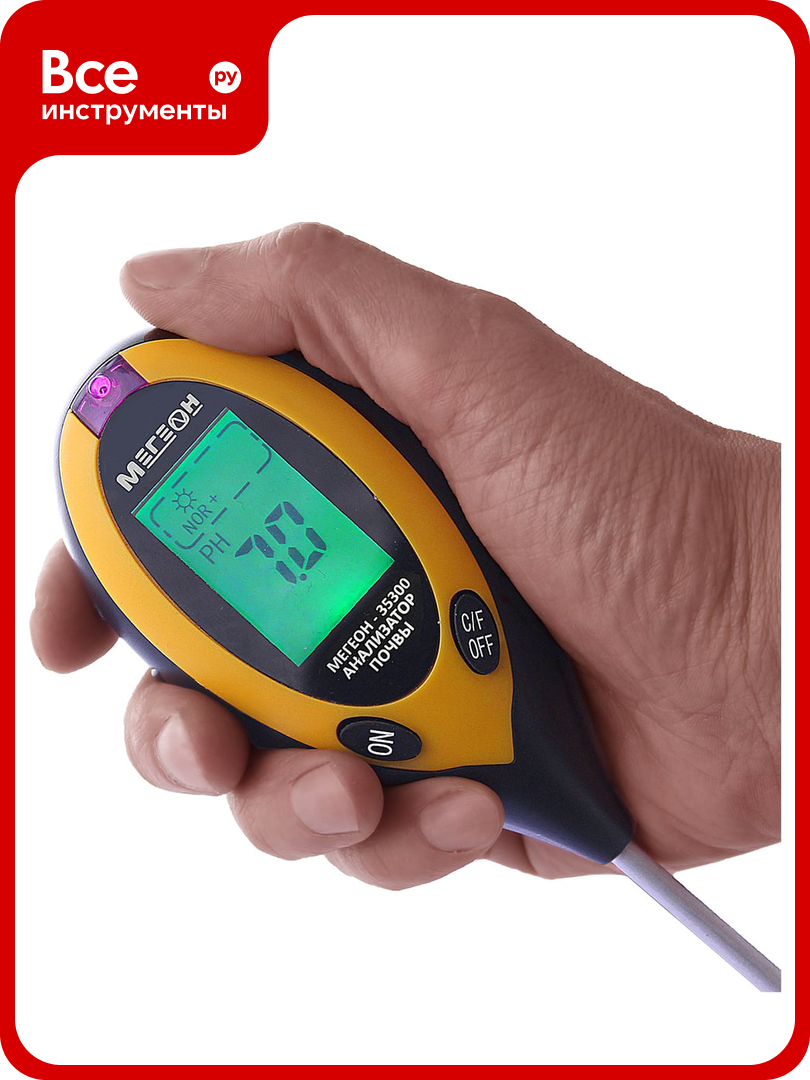 Измеритель кислотности почвы мегеон 35300 00000005637, с корнем растения